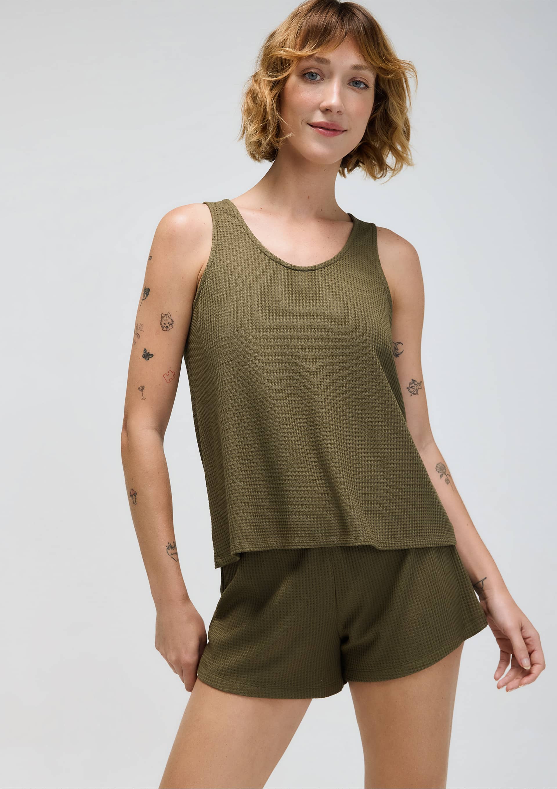 Pijama Curto Feminino Texturizado - Verde