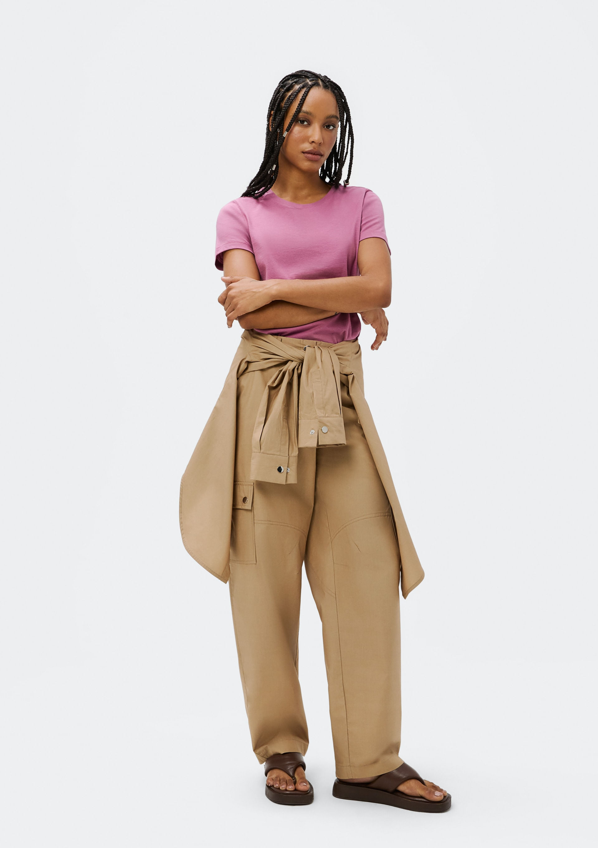Camiseta Básica Feminina Slim World - Lilás